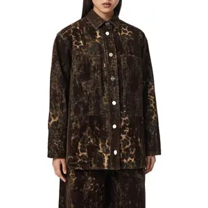 ALLSAINTS Eden Flock Leopard Print Oversized Shirt - Leppo Brown