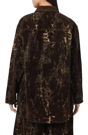 ALLSAINTS Eden Flock Leopard Print Oversized Shirt - Leppo Brown