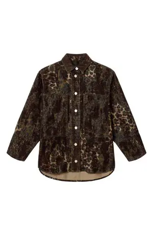 ALLSAINTS Eden Flock Leopard Print Oversized Shirt - Leppo Brown
