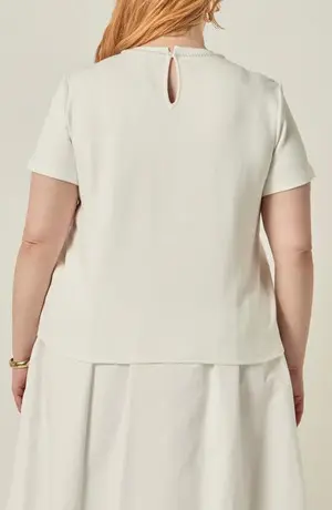 English Factory Pearly Bead Lace Bow Top