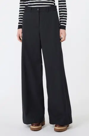 Max Mara Bravo Pinstripe Wide Leg Virgin Wool Blend Pants