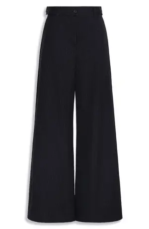 Max Mara Bravo Pinstripe Wide Leg Virgin Wool Blend Pants
