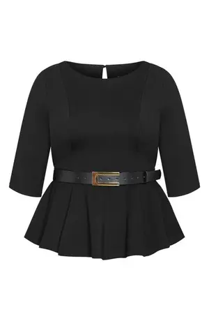 City Chic Paige Belted Peplum Top