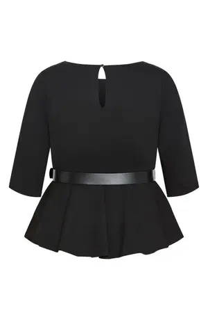 City Chic Paige Belted Peplum Top