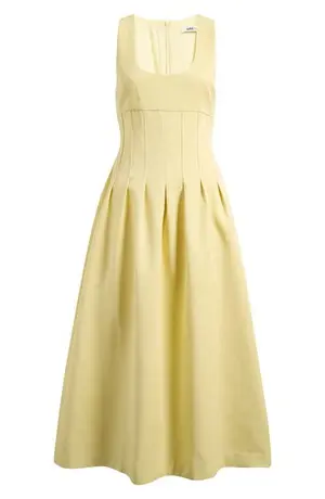 Oddmuse Cinched Midi Dress - Lemon