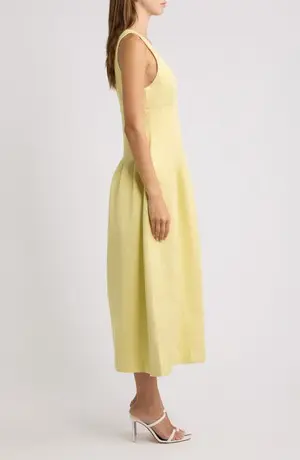 Oddmuse Cinched Midi Dress - Lemon