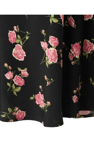 Mango Floral Lace Trim Midi Dress