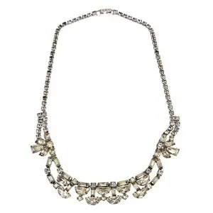 MADISON BEVERLY HILLS Vintage 1950s Rhinestone Necklace - Silver