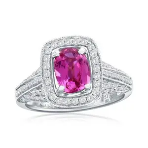 SOUZANA BY SUZY LEVIAN 14k White Gold 1.13ct Green Diamond & 0.53cttw Diamond Ring - Pink