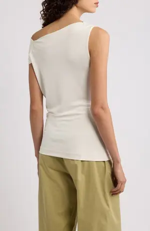BOSS Asymmetrical Ruched Jersey Top - Soft Cream