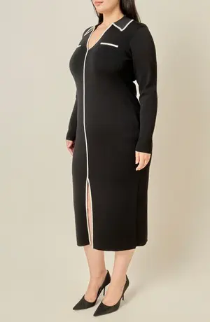 Endless Rose Tipped Long Sleeve Sweater Shirtdress