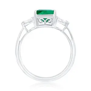 SOUZANA BY SUZY LEVIAN 14k White Gold 2.68ct Emerald And 0.54cttw Diamond Ring