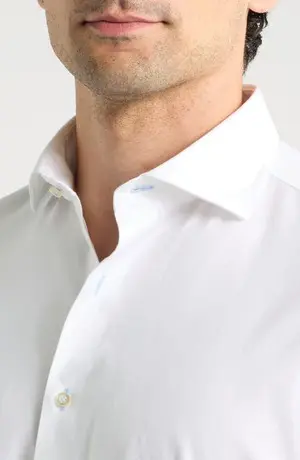 Johnnie-o Stretch Twill Solid Long Sleeve Button Up Shirt - White