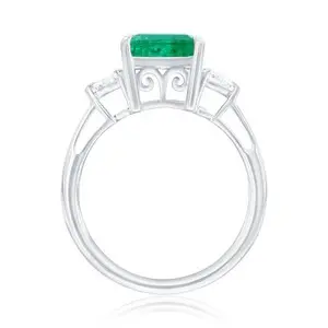 SOUZANA BY SUZY LEVIAN 14k White Gold 2.40ct Emerald And 0.28cttw Diamond Ring
