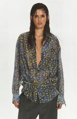 Mango Semi-sheer Printed Shirt