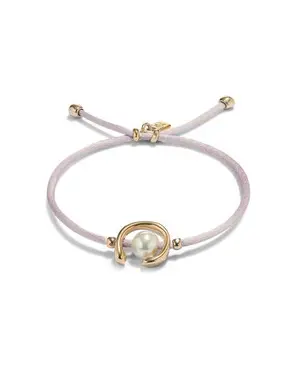 UNODE50 Brown Silk-style Thread Bracelet With Pearl Shell