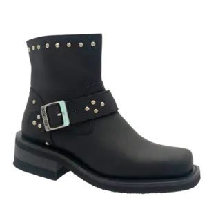 ADTEC 6" Heeled Buckle Biker Boots - Black