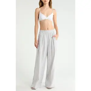 LEFT ON FRIDAY Coastal Linen Wide-leg Cover-up Pants