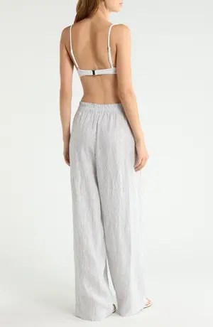 LEFT ON FRIDAY Coastal Linen Wide-leg Cover-up Pants