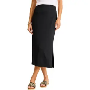 Tommy Bahama Drapey Ponte Midi Skirt - Black