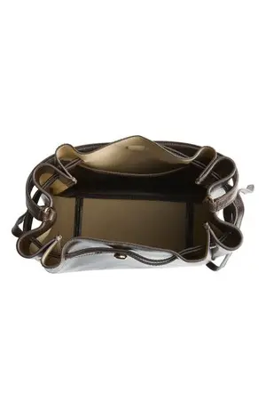 Tory Burch Romy Distressed Leather Bucket Bag - Dark Brown