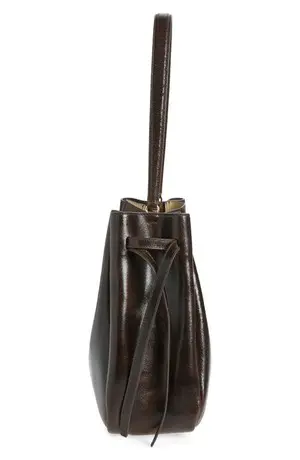 Tory Burch Romy Distressed Leather Bucket Bag - Dark Brown