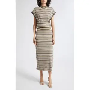 Ramy Brook Natalie Stripe Drop Waist Dress - Bone Stripe