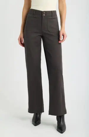 Wit & Wisdom Emma Patch Pocket High Waist Wide Leg Pants - Espresso