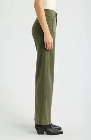 Wit & Wisdom Emma Patch Pocket High Waist Wide Leg Pants - Forest Moss