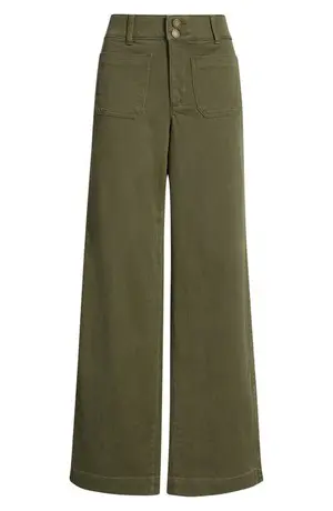 Wit & Wisdom Emma Patch Pocket High Waist Wide Leg Pants - Forest Moss