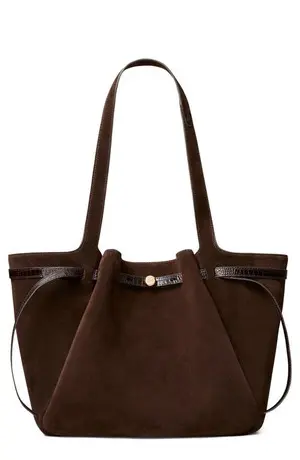 Tory Burch Romy Suede Tote - Dark Cocoa