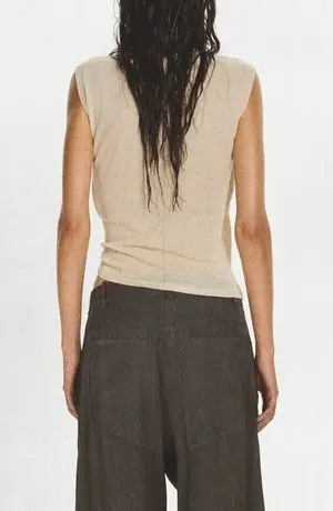 Mango Overlay Top With Gathered Detail