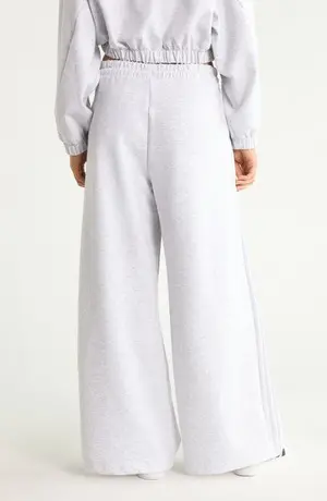 ADIDAS ORIGINALS Wide Leg Drawstring Jersey Pants - Light Grey Heather