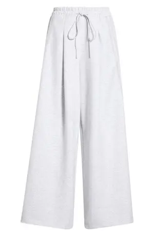 ADIDAS ORIGINALS Wide Leg Drawstring Jersey Pants - Light Grey Heather