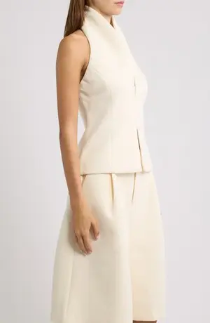 Oddmuse Halter Neck Zip-up Top With Shawl Collar