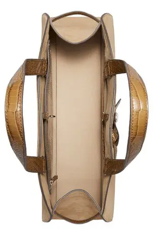 Tory Burch Romy Large Suede Leather Bauletto - Stone