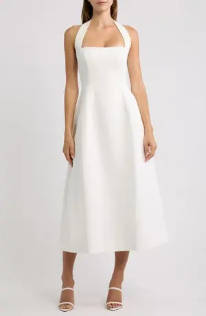 Oddmuse Halter Midi Dress - White