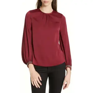 Ted Baker London Juudy Embellished Sleeve Blouse - Maroon