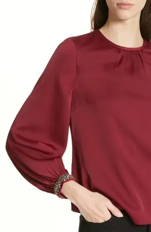Ted Baker London Juudy Embellished Sleeve Blouse