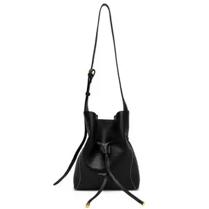 GIANNI CHIARINI Sienna Leather Drawstring Bucket Bag - Black