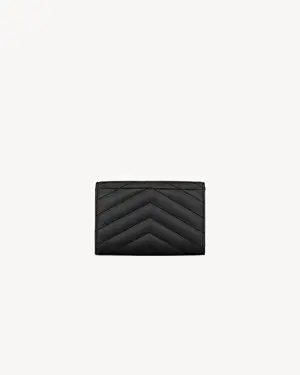 Saint Laurent Cassandre Matelassé Small Envelope Wallet In Grain De Poudre Leather