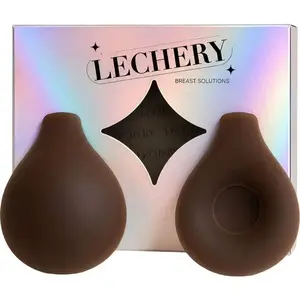 LECHERY® Edgestick Push Up Adhesive-free Center Reusable Silicone Nipple Covers - Espresso