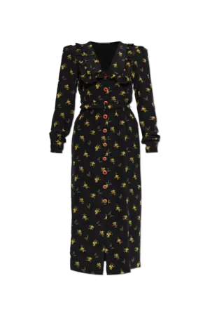 Alessandra Rich Floral Motif Dress - Black
