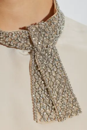 Valentino Garavani Silk Top With Embellished Collar