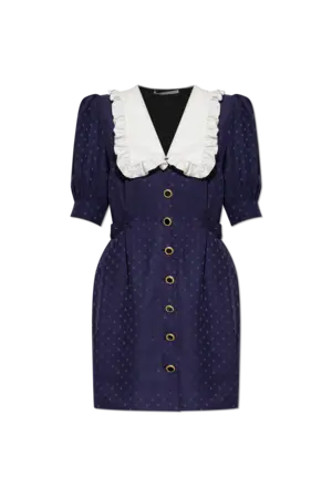 Alessandra Rich Dress With Stars - Navy Blue