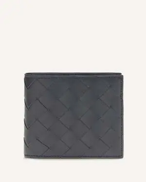 Bottega Veneta Bifold Leather Intrecciato Wallet - Black