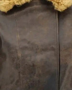 R13 Leather Bomber Jacket With Fur Collar