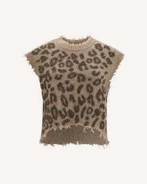 R13 Anial-print Cashere Vest Feale