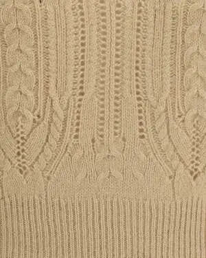 Ermanno Scervino Long Sleeve Cable Knit And Openwork Cashmere Sweater