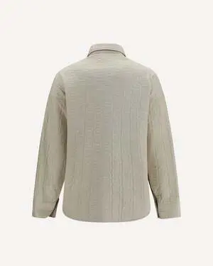 Moncler Quilted Chain Motif Padded Shirt Jacket - Cream
